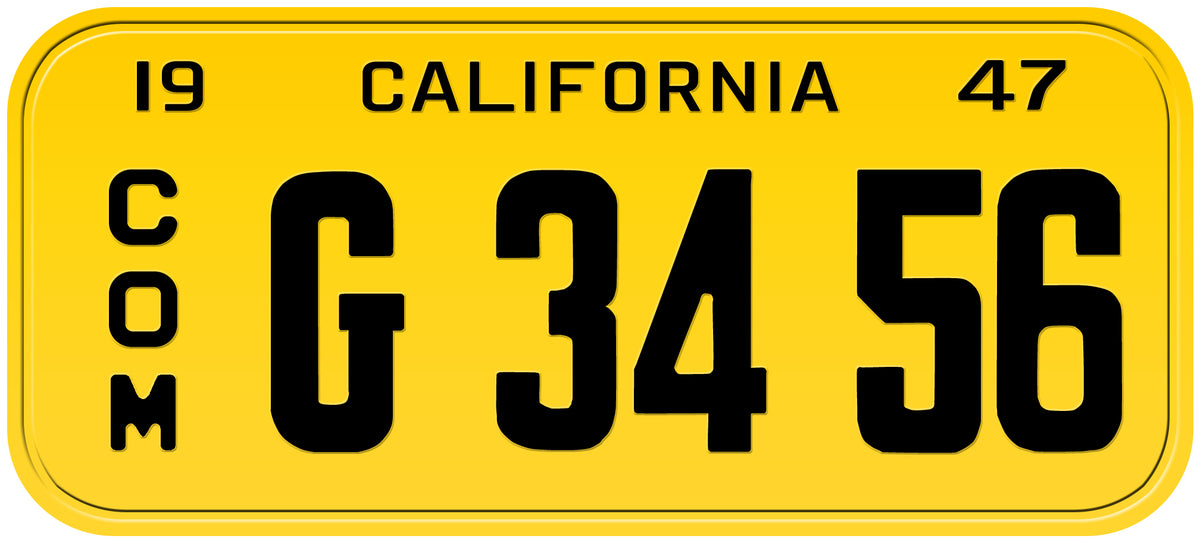 1947 CALIFORNIA COMMERCIAL LICENSE PLATE / COM 6"x14" (351.5mm x 156.5