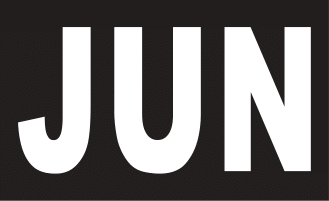 MONTH JUNE / JUN STICKER ON CALIFORNIA LICENSE PLATE BLACK AND WHITE