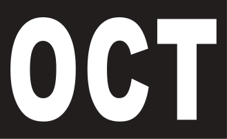 MONTH OCTOBER / OCT STICKER ON CALIFORNIA LICENSE PLATE BLACK AND WHIT