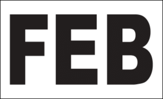 MONTH FEBRUARY / FEB STICKER ON CALIFORNIA LICENSE PLATE WHITE AND BLA