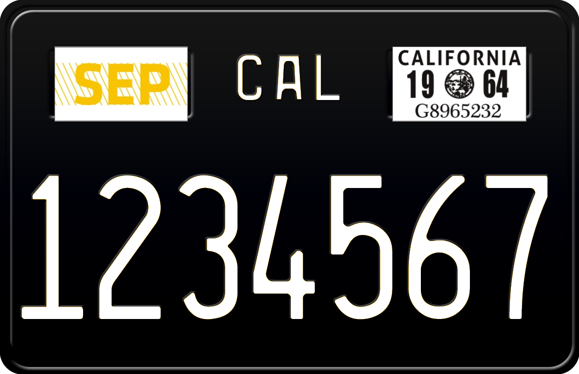 1964 CALIFORNIA MOTORCYCLE LICENSE PLATE - BLACK WITH WHITE TEXT 5"x8"