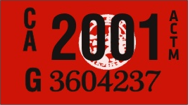 2001 YEAR STICKER ON CALIFORNIA LICENSE PLATE