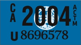 2004 YEAR STICKER ON CALIFORNIA LICENSE PLATE