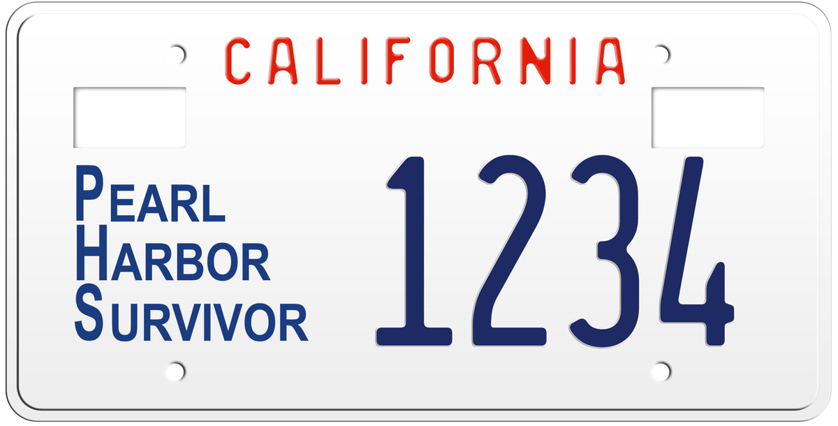 CALIFORNIA PEARL HARBOR SURVIVOR LICENSE PLATE 6"x12" (156.5mm x 305mm