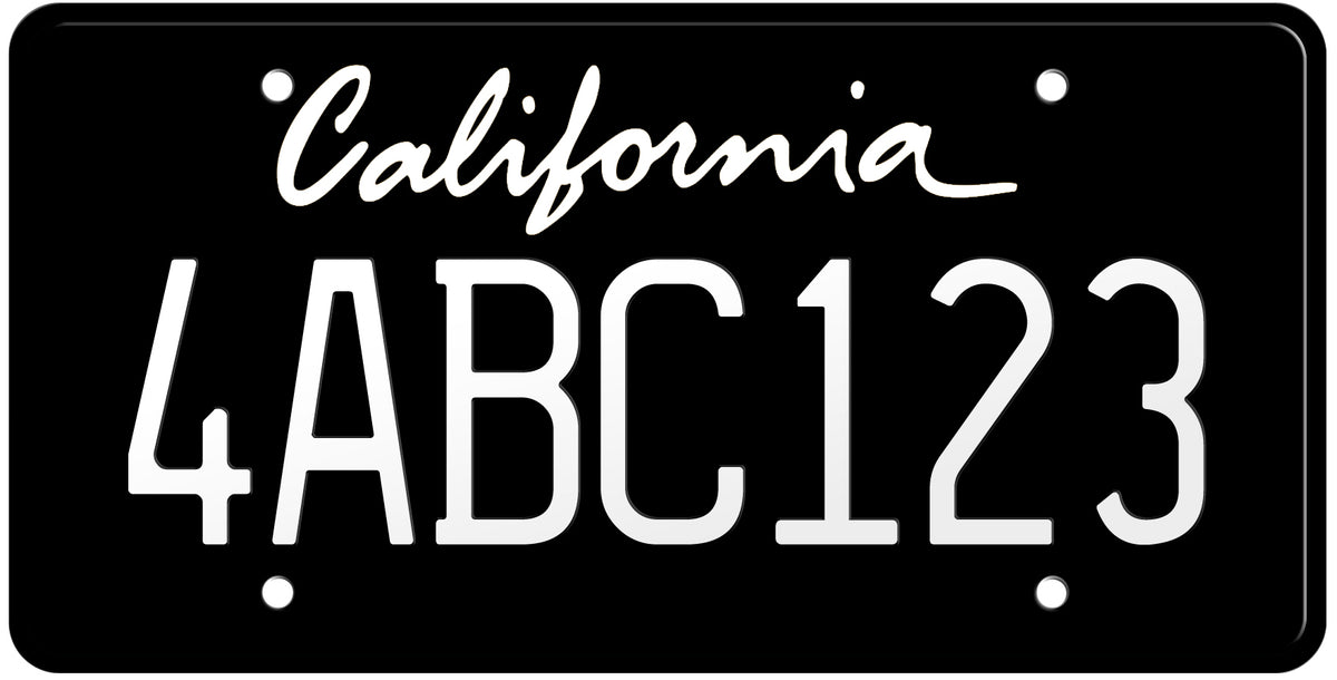 1994-2011 CALIFORNIA LICENSE PLATE - BLACK WITH WHITE TEXT 6"x12" (156
