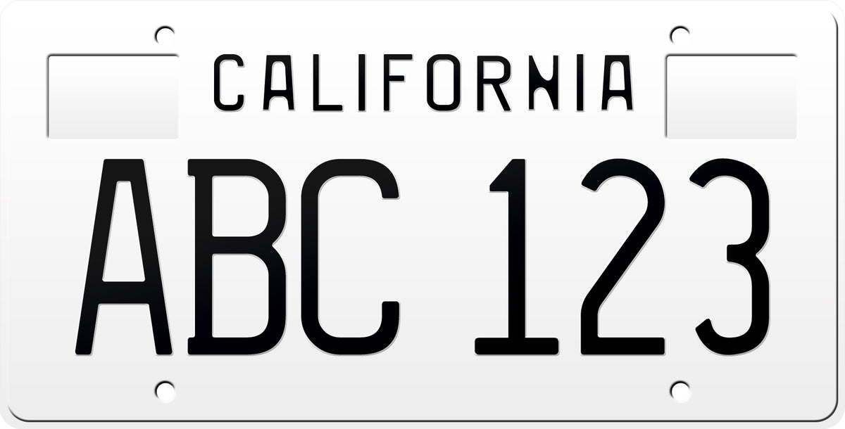 1963-1968 CALIFORNIA LICENSE PLATE - WHITE WITH BLACK TEXT 6"x12" (156
