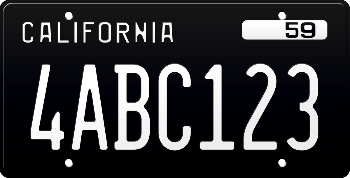 1959 CALIFORNIA LICENSE PLATE - BLACK WITH WHITE TEXT 6"x12" (156.5mm