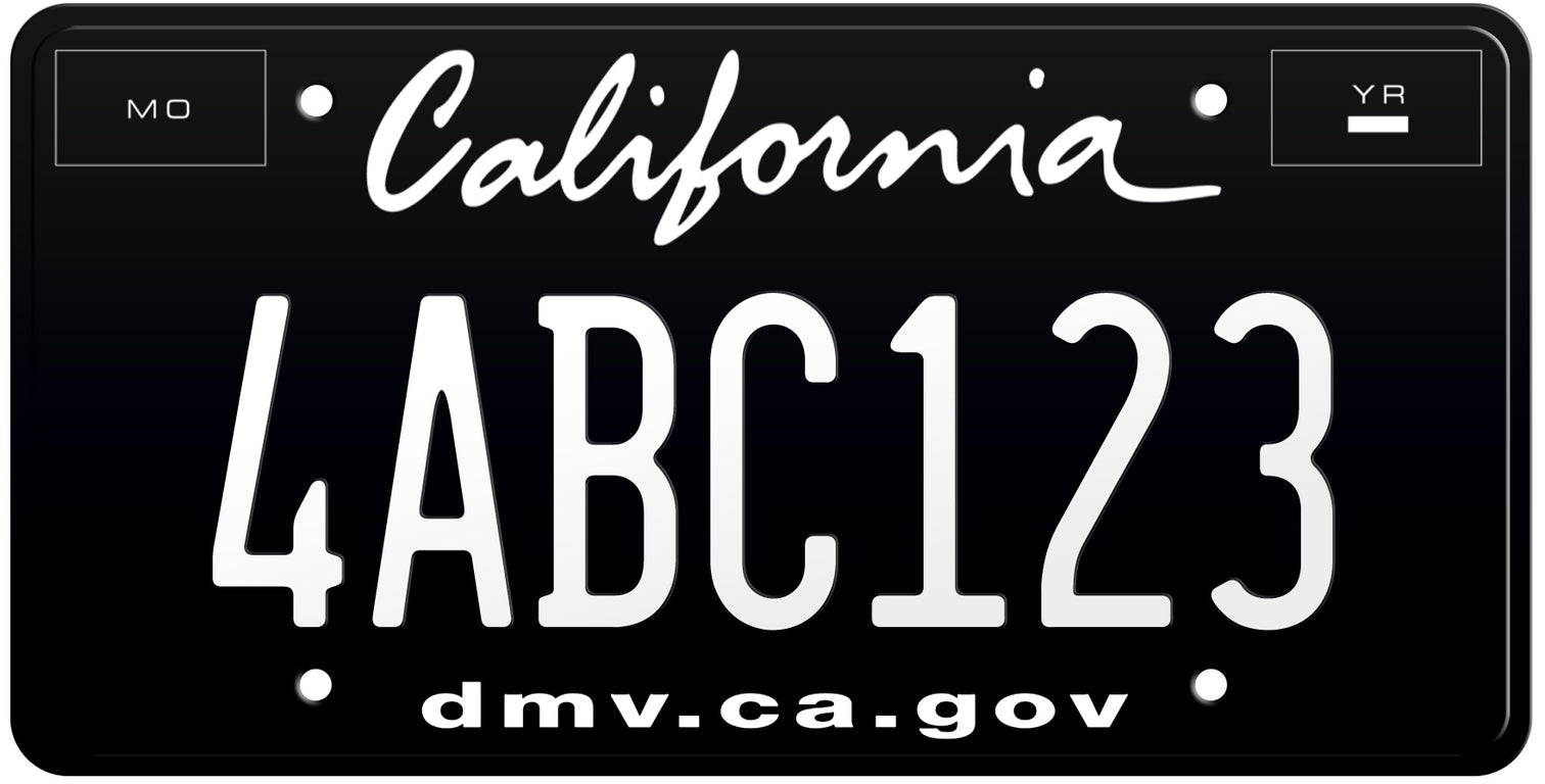 BLACK & WHITE CALIFORNIA LICENSE PLATES