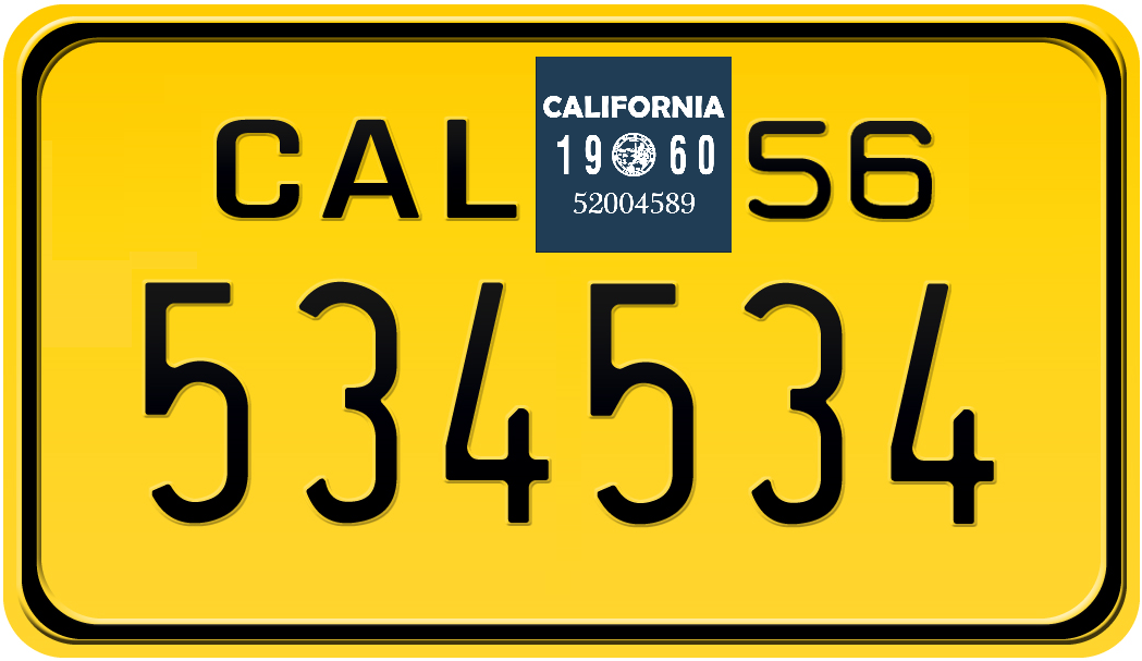 1960 CALIFORNIA MOTORCYCLE LICENSE PLATE 4"x7" (106mm x 186mm)
