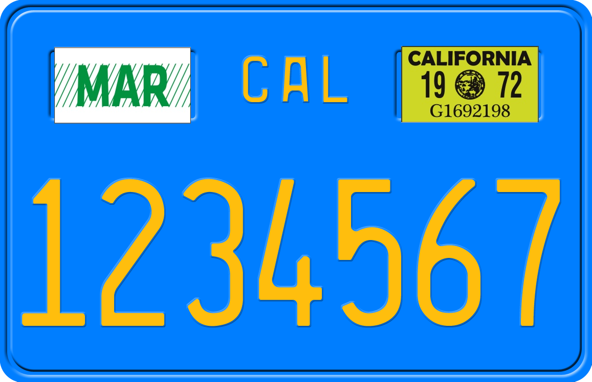 1972 CALIFORNIA MOTORCYCLE LICENSE PLATE 5"x8" (134mm x 205mm)