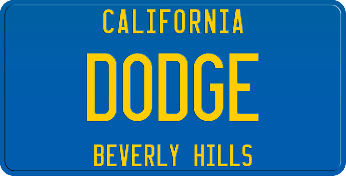 BLUE CALIFORNIA LICENSE PLATE IN TWO LINES - BLUE WITH YELLOW TEXT 6"x