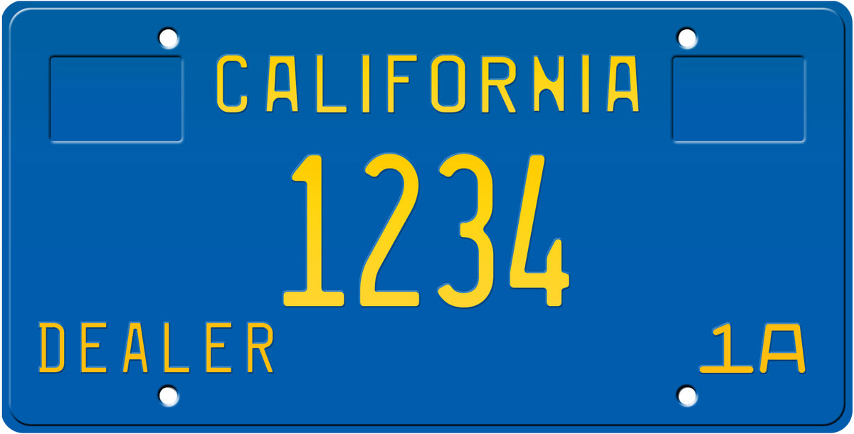 1986 CALIFORNIA DEALER LICENSE PLATE 6"x12" (156.5mm x 305mm)