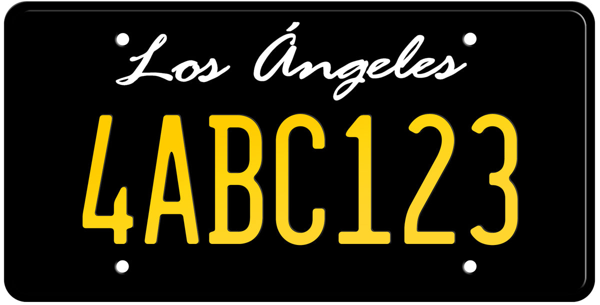 BLACK LOS ANGELES LICENSE PLATE - SHOW PLATE 6"x12" (156.5mm x 305mm)